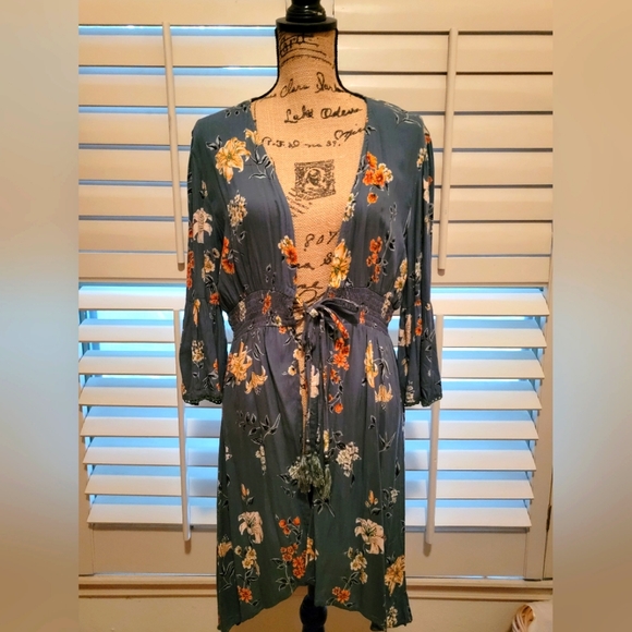 Angie | Swim | Sage Green Floral Tie Cover Up | Poshmark